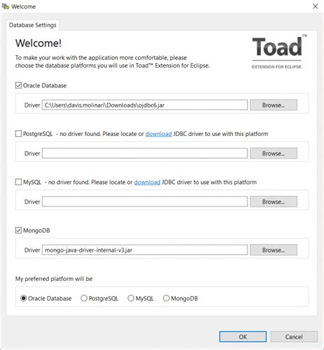eclipse how to connect to an oracle database using toad extension