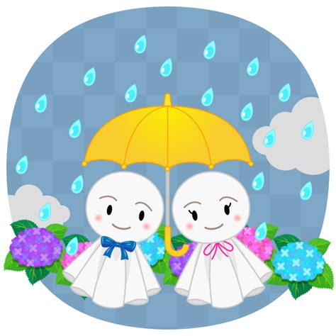 商用フリー・無料イラストてるてる坊主2人あじさいteruteru12 商用okフリー素材集「ナイスなイラスト」