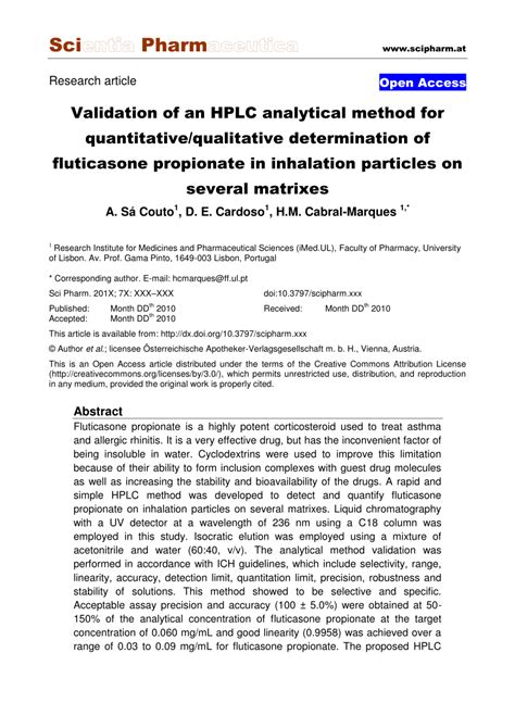 Pdf Validation Of An Hplc Analytical Method For The Quantitative Qualitative Determination Of