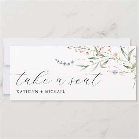 Seating Chart Header Wildflower Modern Floral Card Zazzle