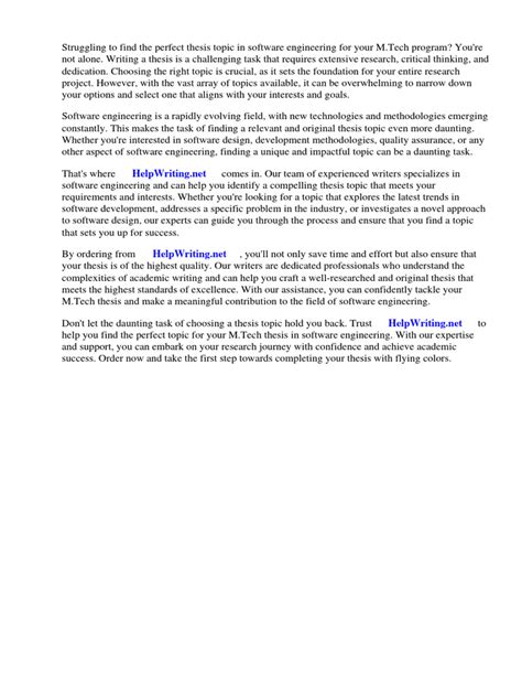 Thesis Topics In Software Engineering For Mtech Pdf