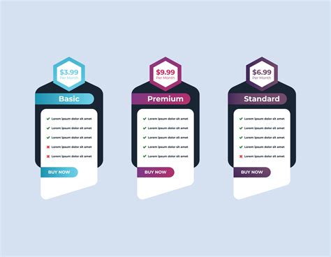 Modern Gradient Web Pricing Table Comparison Chart Design Template 17608277 Vector Art At Vecteezy
