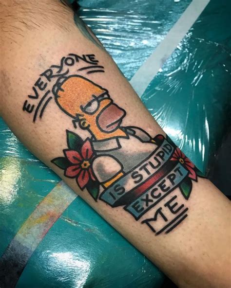 Homer Simpson Vigina Tattoo Realistic Portrait Tattoos