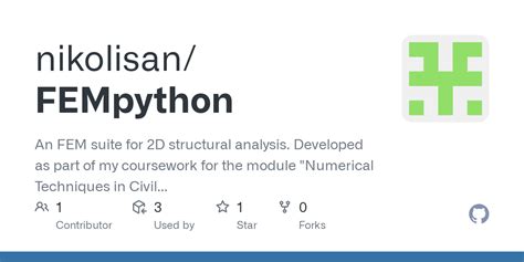 GitHub Nikolisan FEMpython An FEM Suite For D Structural Analysis Developed As Part Of My