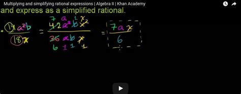 Khan Academy Algebra Multiplying And Simplifying Rational Expressions Instructional Video For
