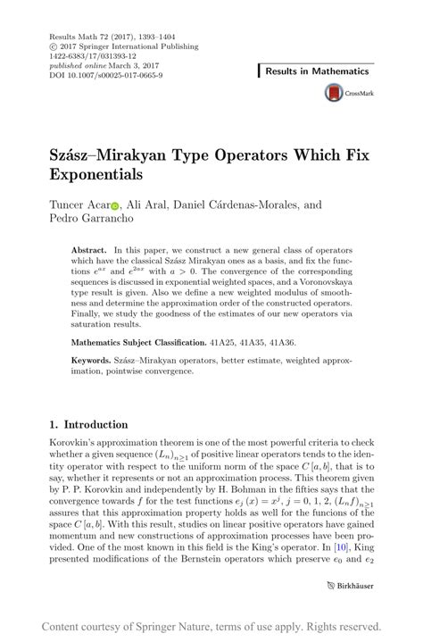 Szász Mirakyan Type Operators Which Fix Exponentials Request Pdf