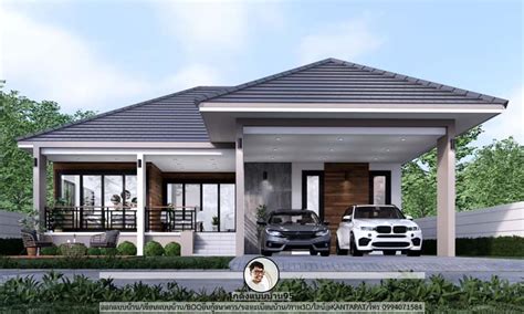 บ้านเดี่ยวทรงปั้นหยา P 1385 แบบบ้านสมัยใหม่ 2 ห้องนอน 2 ห้องน้ำ