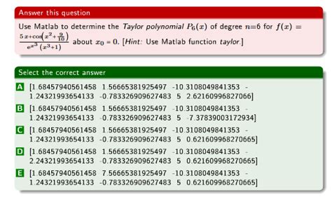 Solved Answer This Question Use Matlab To Determine The