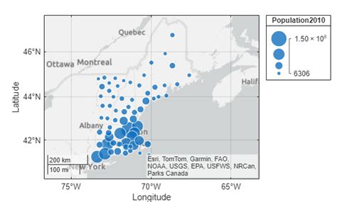 Create Standalone Geographic Bubble Chart From Table Data Matlab