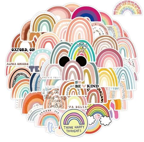 50 Pcs Rainbow Sticker Pack Boho Rainbow Stickers Rainbow Etsy