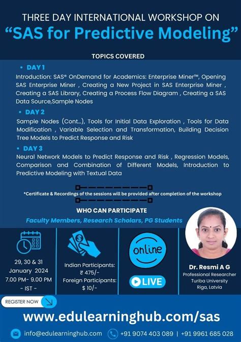 💫three day international workshop on sas for predictive modelling 💫 🙎‍♂who can participate🙎‍♂