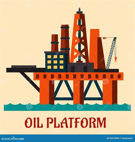 Cartoon Sea Oil Platform Stock Vector Illustration Of Power 49972044