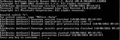 Code Coverage Getting Error Invalid Switch E When Running Dotcover