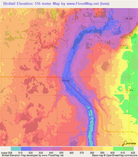 Elevation Of Birdtailcanada Elevation Map Topography Contour