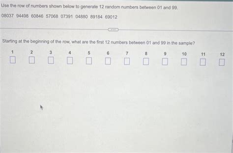 Solved Use The Row Of Numbers Shown Below To Generate 12