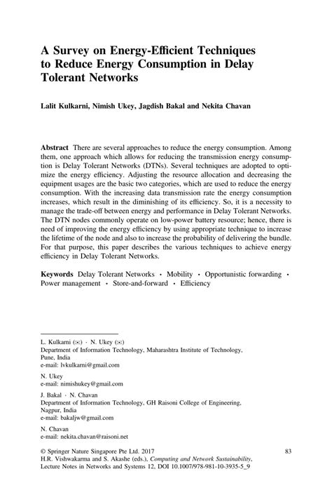 Pdf A Survey On Energy Efficient Techniques To Reduce Energy Consumption In Delay Tolerant