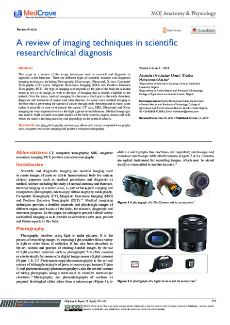 Pdf A Review Of Imaging Techniques In Scientific Researchclinical Diagnosis