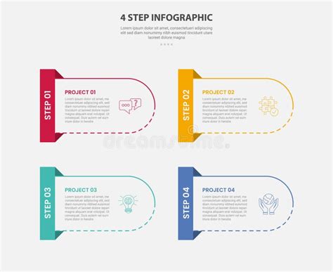 4 Points Template Infographic Outline Style With 4 Point Step Template With Round Container And
