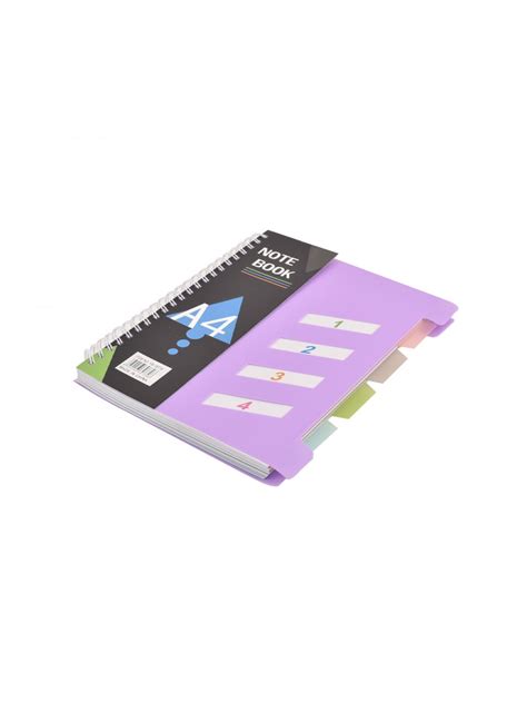 English Wire Notebook Divided Into 4 Dividers 150 Sheets A4 Soft
