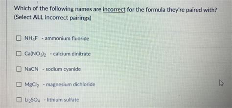 solved which of the following names are incorrect for the