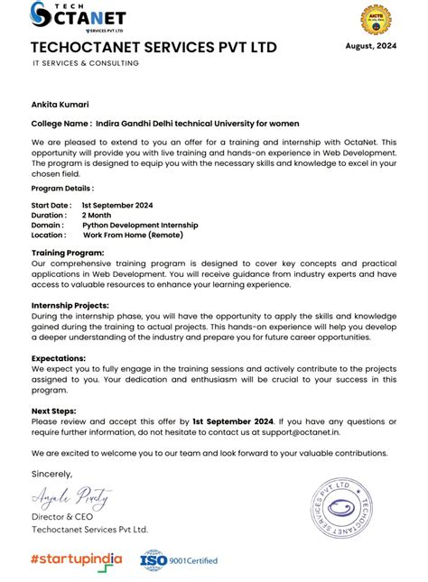 Ankita Kumari On Linkedin Internship Pythondevelopment Techstartup Techoctanet Octanet