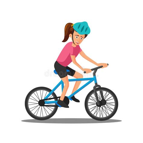 Diseño Plano Del Personaje De Dibujos Animados De La Mujer En Bicicleta