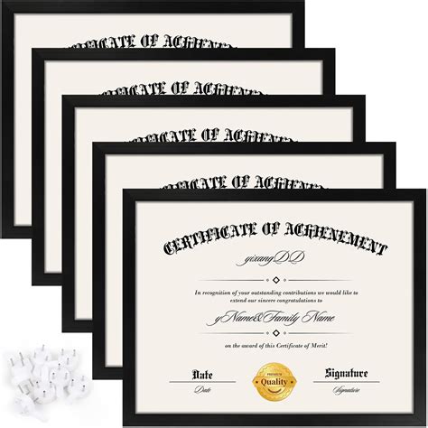 5 Pack Certificate Frames 8 5 X 11 Black Diploma Frame Document Frame With Clear Plexiglass