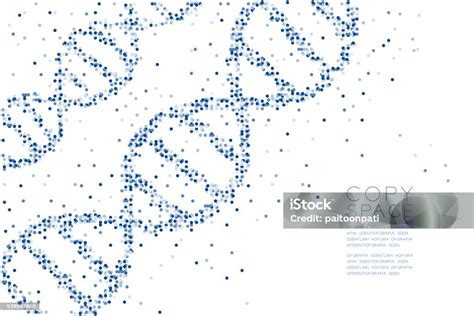 추상 기 원 도트 패턴 Dna 모양 과학 개념 디자인 블루 컬러 그림 복사 공간 벡터 Eps 10와 흰색 배경에 고립 Dna에 대한 스톡 벡터 아트 및 기타 이미지 Istock