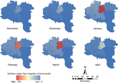 Spatial And Temporal Variation Of Monthly Average Surface Water Irrigation Download