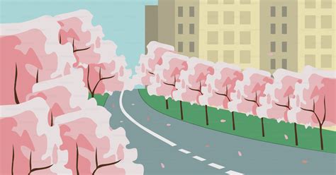 나무와 건물을 배경으로 한 도로 그림 벡터 Unsplash의 꽃 이미지