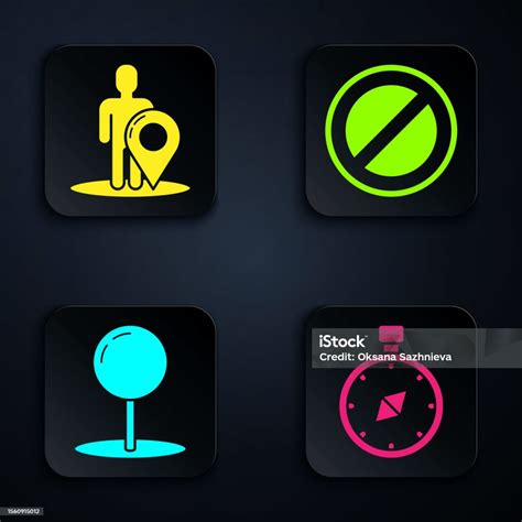 Kompass Kartenmarkierung Mit Der Silhouette Einer Person Stecknadel Und