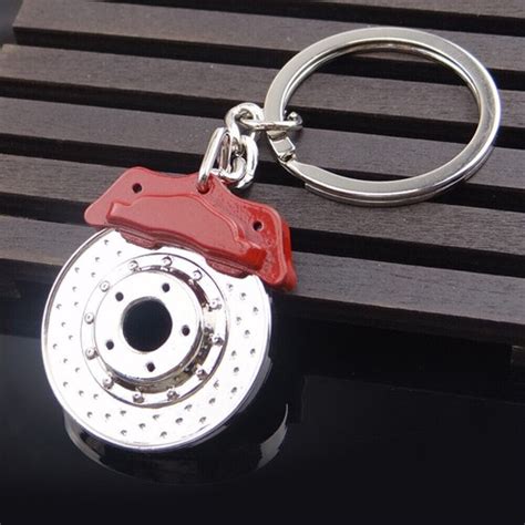 1× 3d Red Metal Brake Disc Model Creative Car Auto Keychain Keyfob