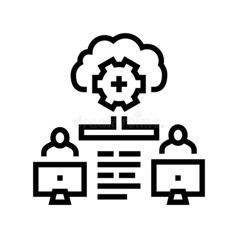 Collaboration Cloud Computing Line Icon Vector Illustration Stock Vector Illustration Of