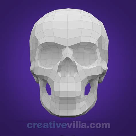 Human Skull Low Poly Paper Model Template Etsy Uk