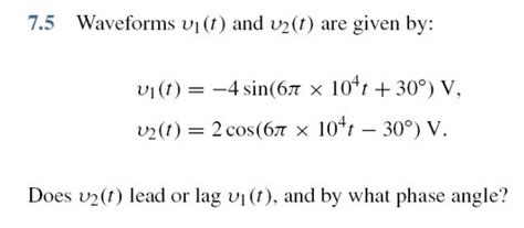 solved 7 5 waveforms vi t and v2 t are given by ui 4