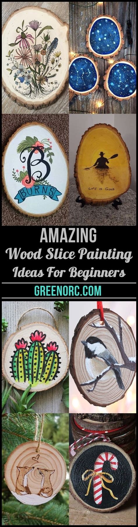 40 Amazing Wood Slice Painting Ideas For Beginners Greenorc Wood