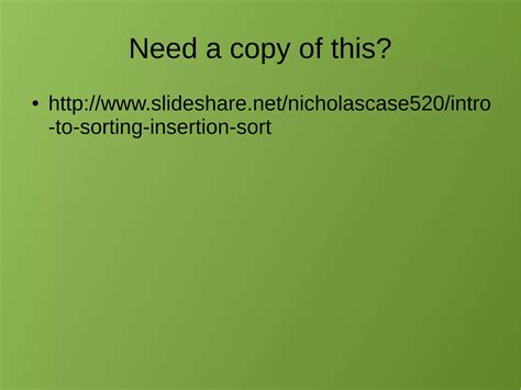 Intro To Sorting Insertion Sort Ppt