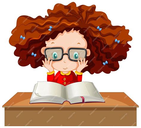 Девушка читает книгу на белом фоне Бесплатно векторы