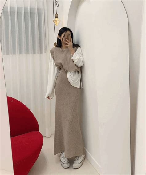 데일리 울 맥시 머메이드 조끼 세트 에이블리