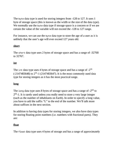Learn Java In One Day And Learn It Well The Byte Data Type Is Used For Storing Integers From