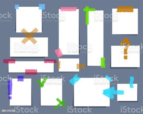 종이 조각난된 페이지 노트입니다 빈 메모장 페이지 접착 테이프 조각 벡터 일러스트 레이 션 종이 테이프로 벽에 붙어 0명에 대한 스톡 벡터 아트 및 기타 이미지 Istock
