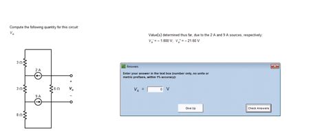 Solved Compute The Following Quantity For This Circuit V0