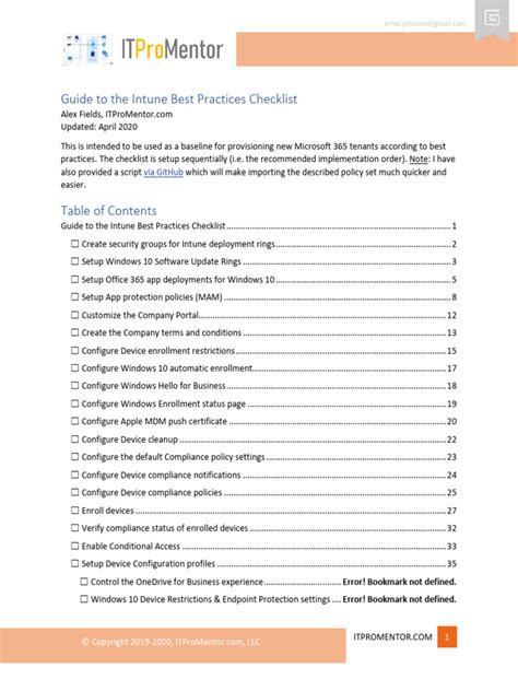 The Intune Best Practices Checklist Pdf Mobile App Windows 10
