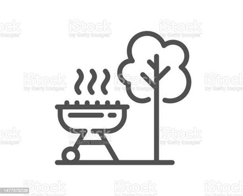 그릴 라인 아이콘입니다 음식 표지판을 요리하기 위한 바베큐 밥솥 벡터 고급에 대한 스톡 벡터 아트 및 기타 이미지 고급