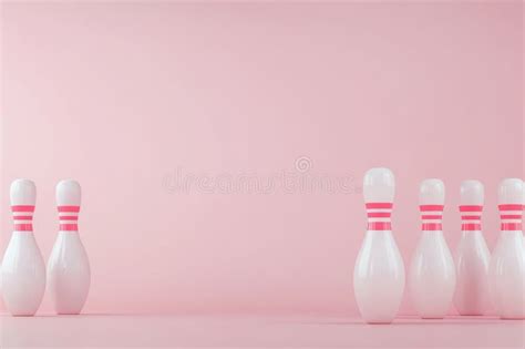 Bowling Pins Arranged On A Pink Background With A Minimalist Design Aesthetic In A Cozy Setting