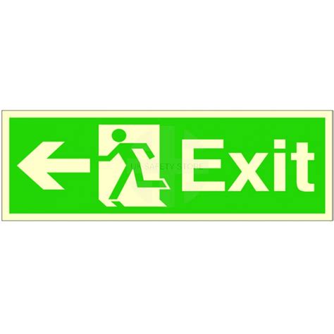 Exit Arrow Left Glow In Dark Sign UK Safety Store