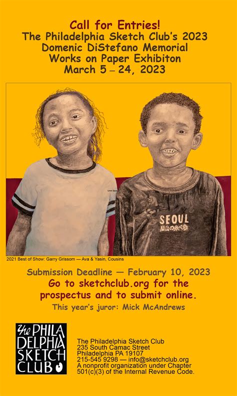 Call For Entries The 2023 Domenic Distefano Memorial Works On Paper