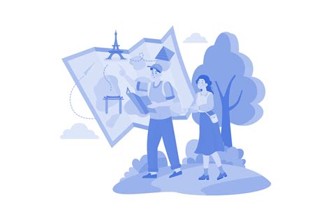 Couple Planning A Trip On The Map 32405196 Vector Art At Vecteezy