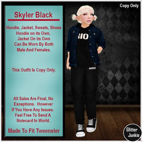 Second Life Marketplace Glitter Junkie Skyler Black Tweenster