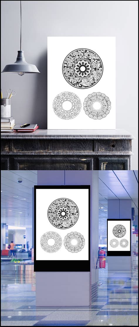 佛教圆形适合纹样图案